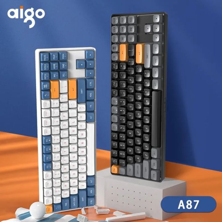 Aigo A87 Gaming Mechanical Keyboard 2.4G Wireless USB Type-c Wired Blue ...