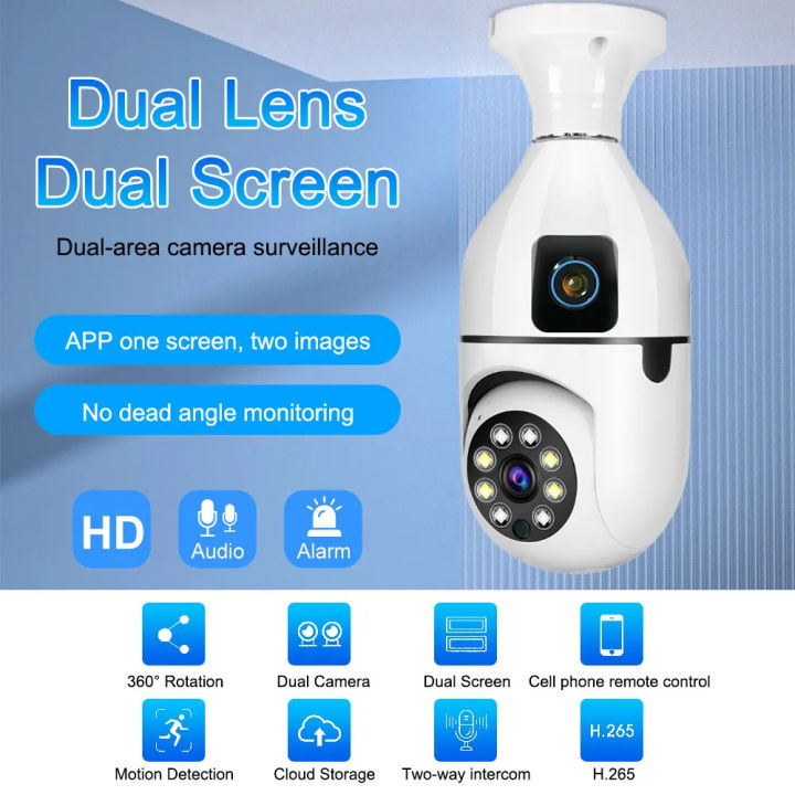 CCTV Camera V380 Pro Dual Lens Bulb CCTV Camera Network Night Vision ...