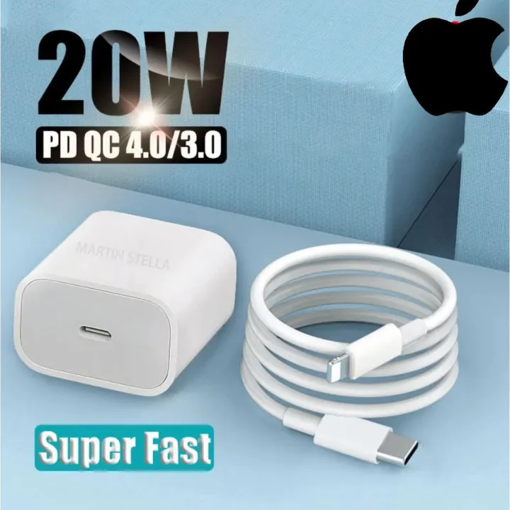 Apple 20W USB-C Power Adapter Type C to Lightning cable Charging ...