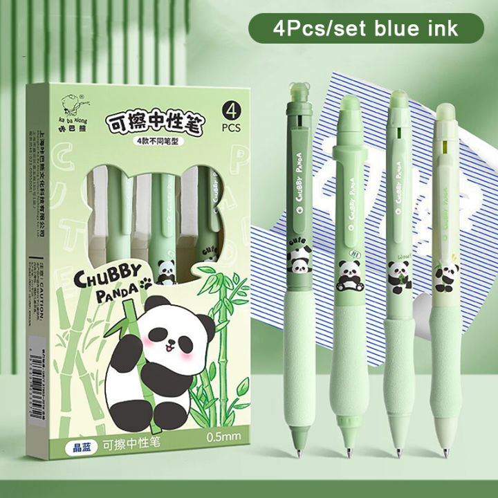 4Pcs Erasable Pen Soft Pen Grip Quick Drying Black Blue Ink Pen Set ...