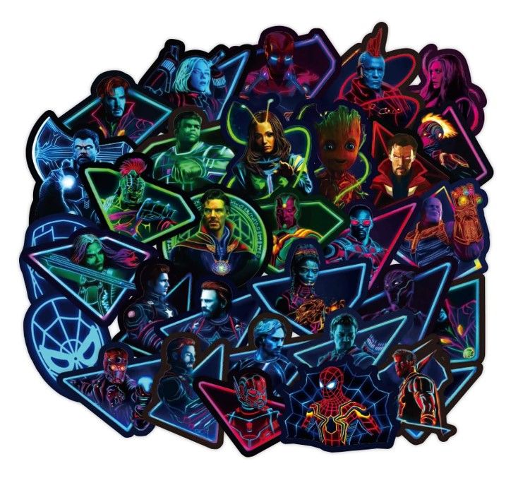 50Pcs/Pack (Random) The Avengers Marvel DC Super Heros Neon PVC ...