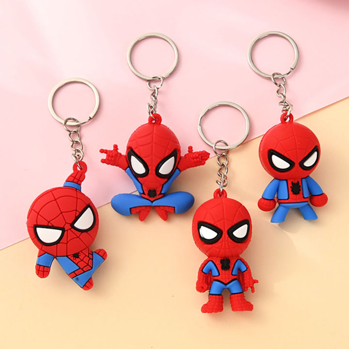 SF PVC Spiderman Keyring Pendant Red Spider Hero Keychain DIY Car Key ...