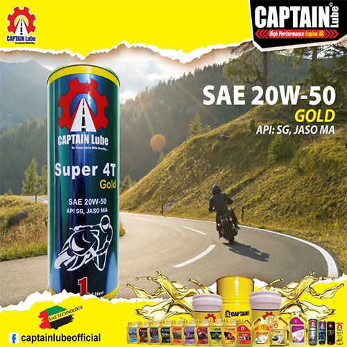 Captain Super 4T Mineral SAE 20W-50 (Gold) Motor-Bike Engine Oil 1 Lite ...