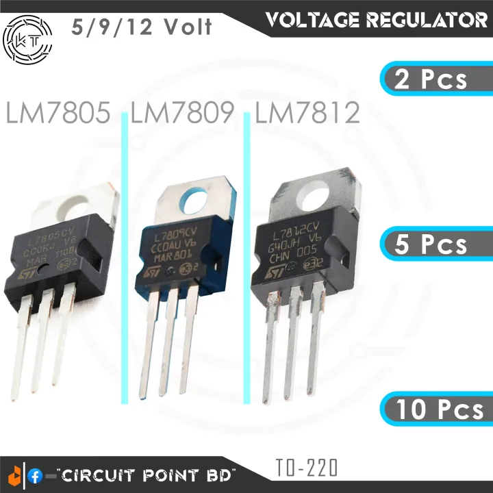 LM7805 / LM7809 / LM7812 5V/9V/12V Linear Voltage Regulator Ic 3 Pin TO ...