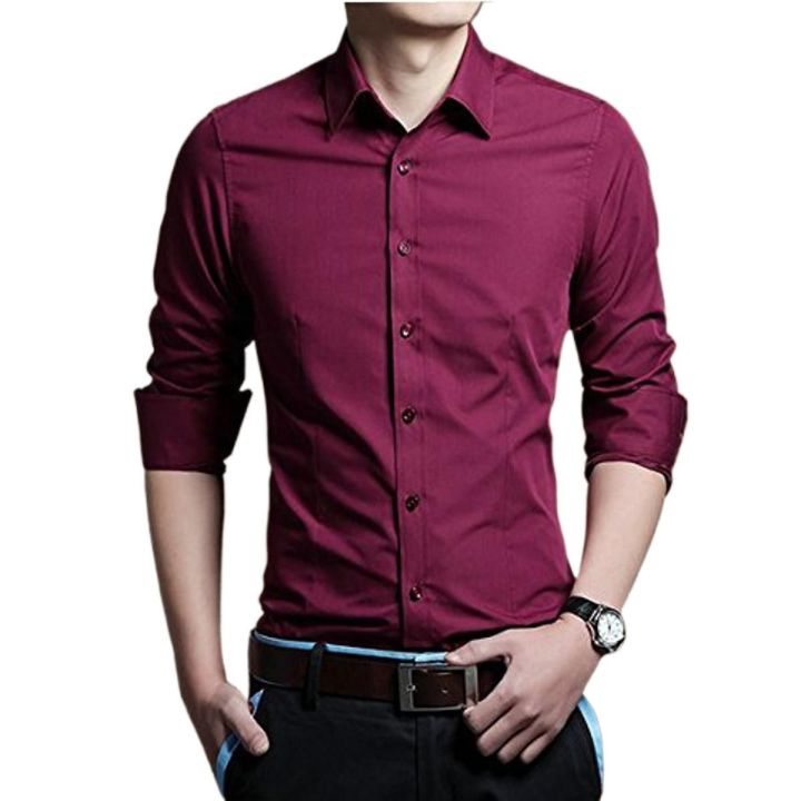 Maroon Long Sleeve Formal Shirt for men | Daraz.com.bd
