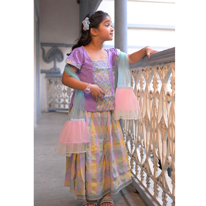 SHOISHOB BANGLADESH Light Purple Color Cotton Choli & Multi Color ...