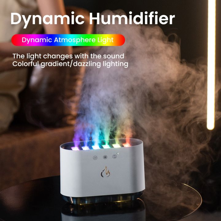 New Desktop Dynamic Music Ultrasound Flame Air Humidifier Home 900ML ...