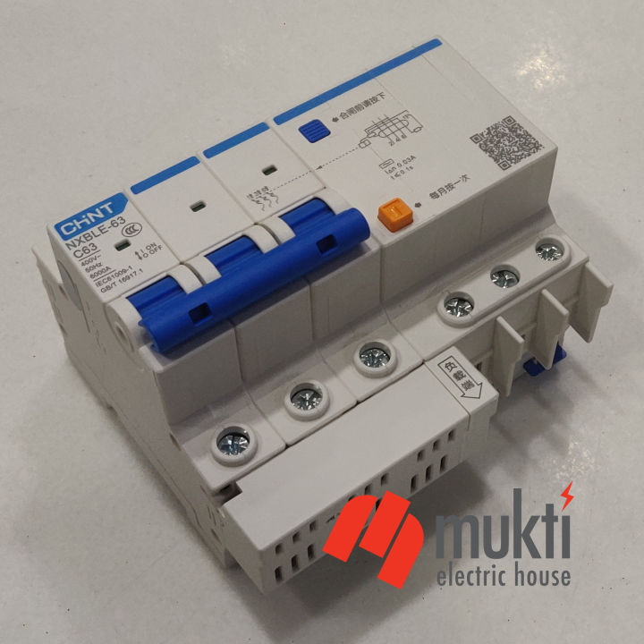 CHINT 32A TP RCBO 30mA 6KA Residual Current Operated Circuit Breaker NXBLE 3P Earth Leakage ...