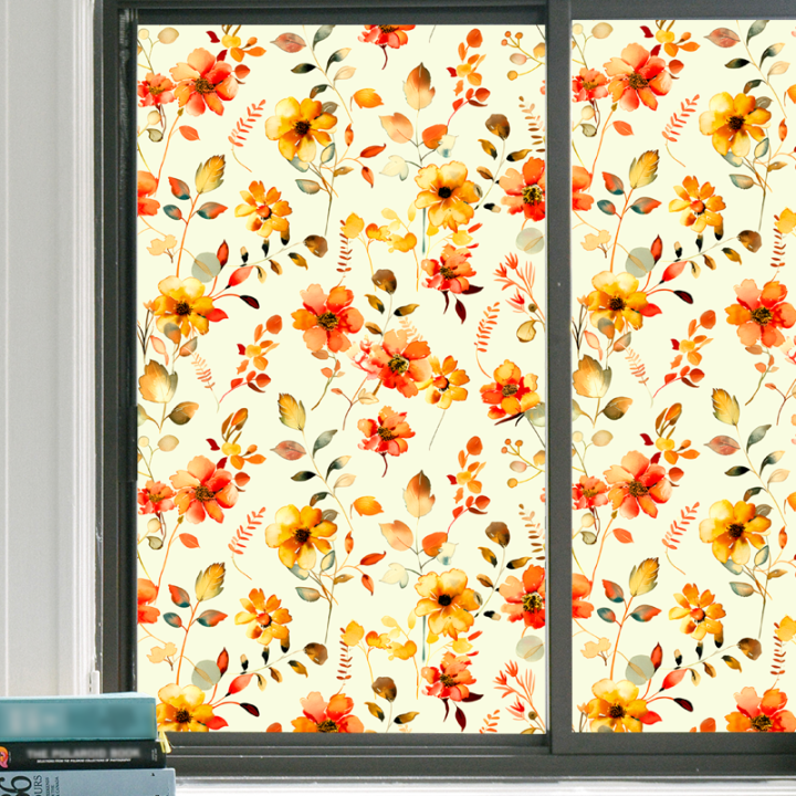 Autumn Leaf Glass Window Sticker Privacy for Living Room Bedroom ...