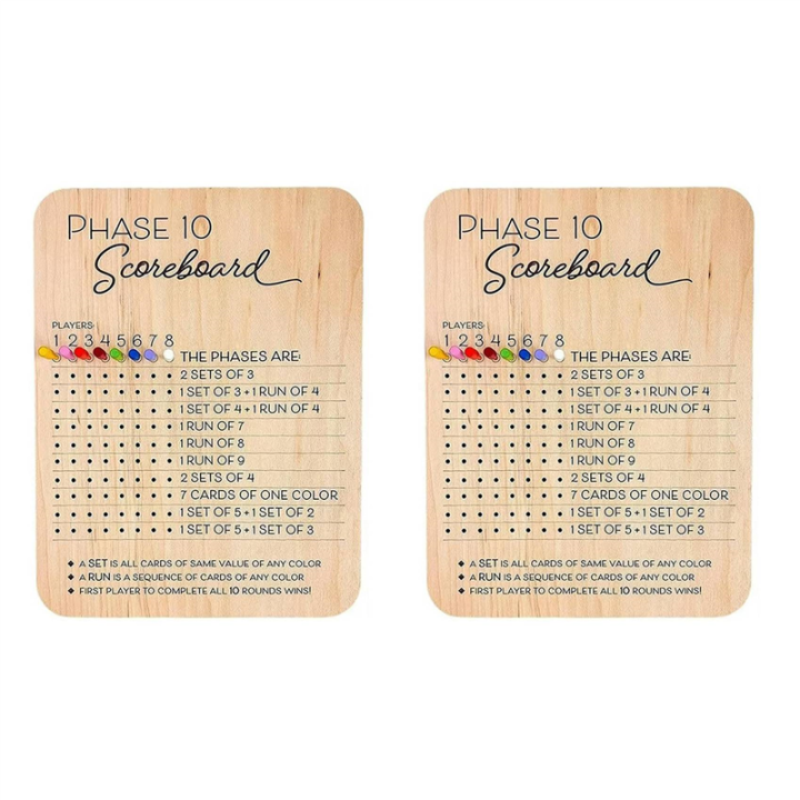 2X Phase 10 Score Board - Phase Ten Scorecard and Round Tracker Phase ...