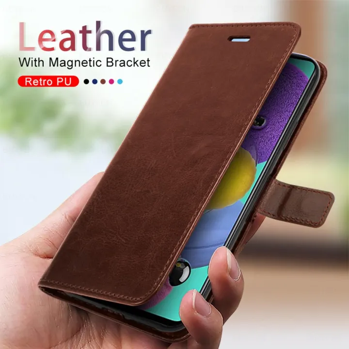 For Samsung Galaxy A71 4G Crazy Horse Pattern Leather Shell Wallet Flip ...