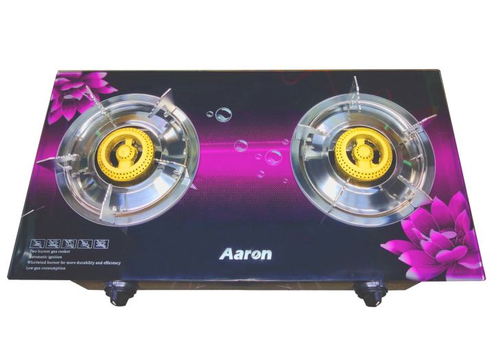 Aaron Glass Two Burners Auto Gas Stove - Fixed Honeycomb Burner | Daraz ...