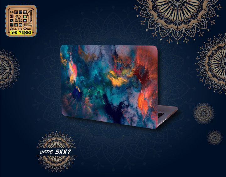Orange Blue Yellow Art Painting Design Laptop Sticker | Daraz.com.bd