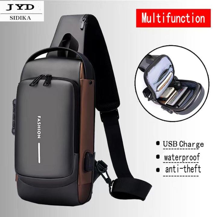 Prevnext Patent Leather Waterproof Anti Theft Designer Chest Bag Usb ...