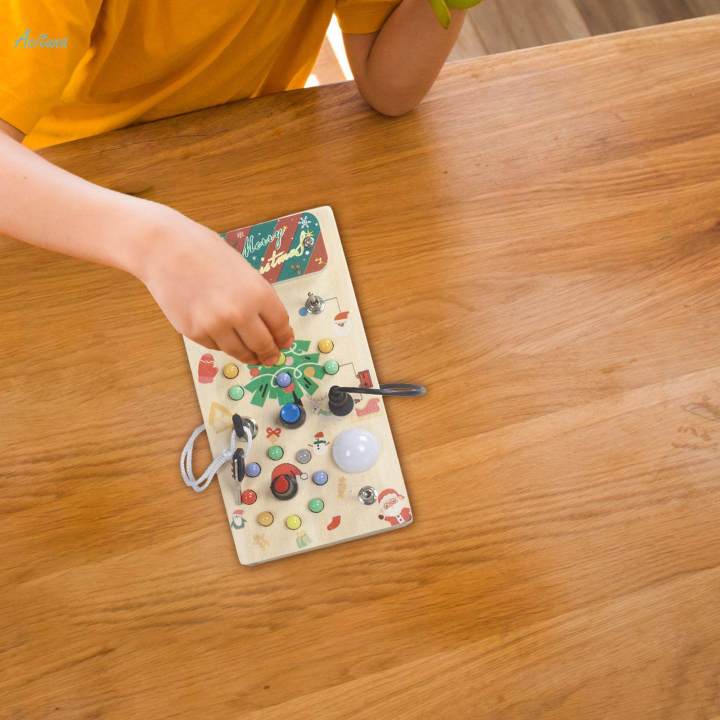 Wooden Sensory Board Button Switch Cognition Game Lights Switch Busy ...