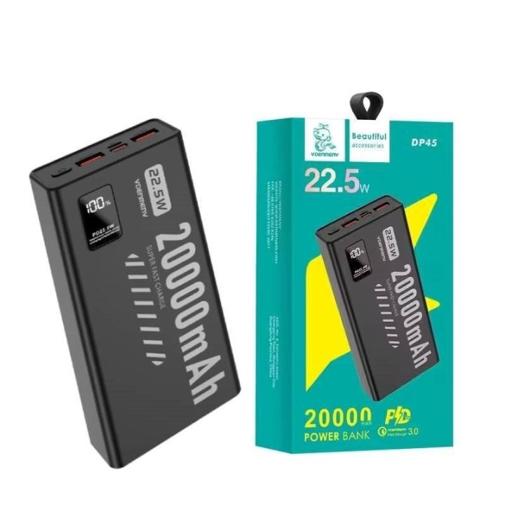 VDENMENV DP45 20000mAh PD 22.5W QC3.0 Power Bank Compact Portable Fast ...