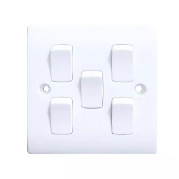 5 Gang switch one way socket - white | Daraz.com.bd