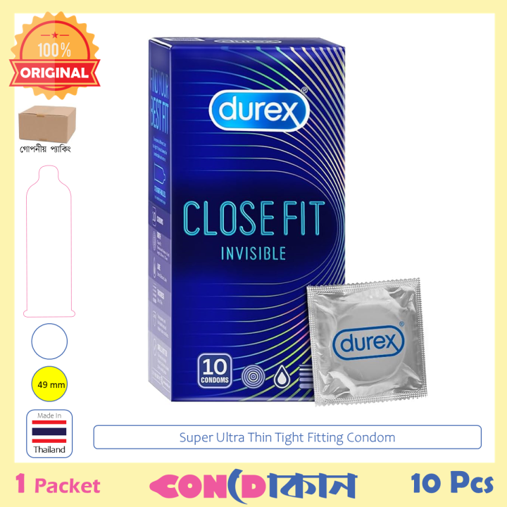 Durex Invisible Close Fit 49mm Tight Fitting Ultra Thin Condom 1 Pack (10 Pcs) Thailand | Daraz ...