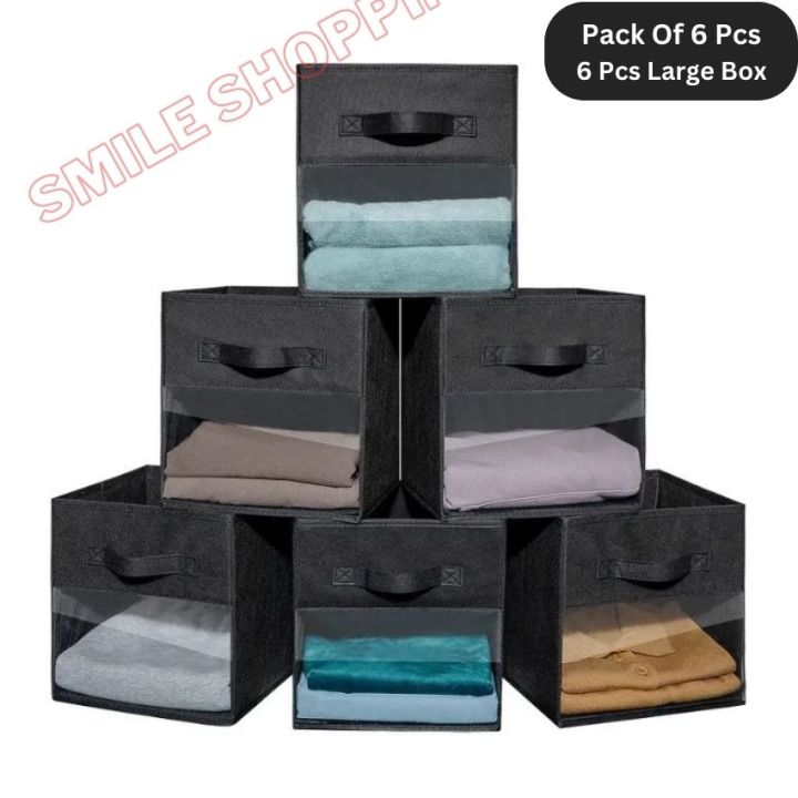 6 Pcs Cloth Storage Box, Large Capacity Laundry Basket, Cloth Organizer ...