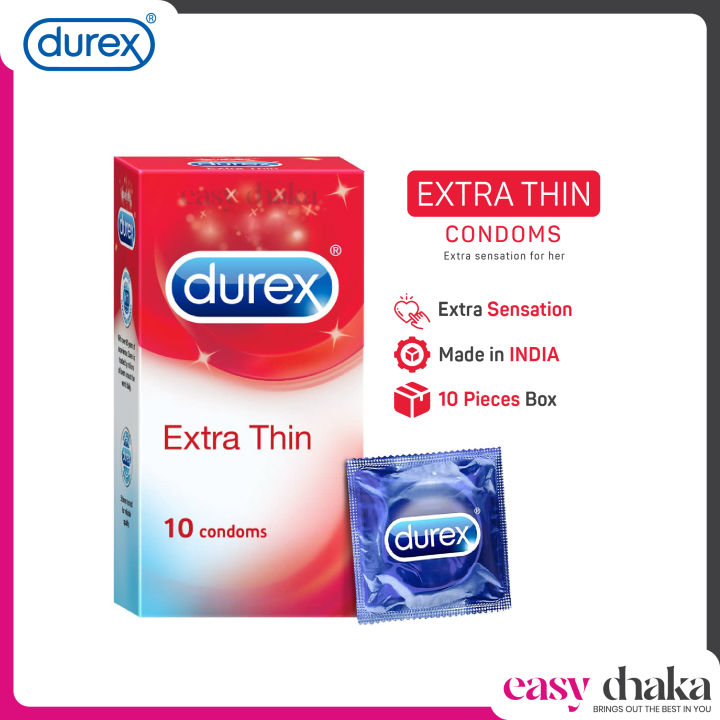 Durex Extra Thin Condoms - 10 Pcs Pack (Made in India) | Daraz.com.bd