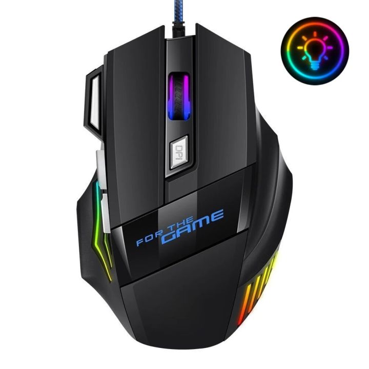Wired Gaming Mouse USB Computer Mouse Gamer 7 Button RGB Backlit ...