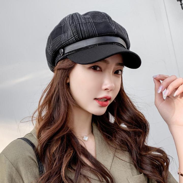 【happy one】Belt Flat Cap Women Summer Spring and Cotton Female Navy ...