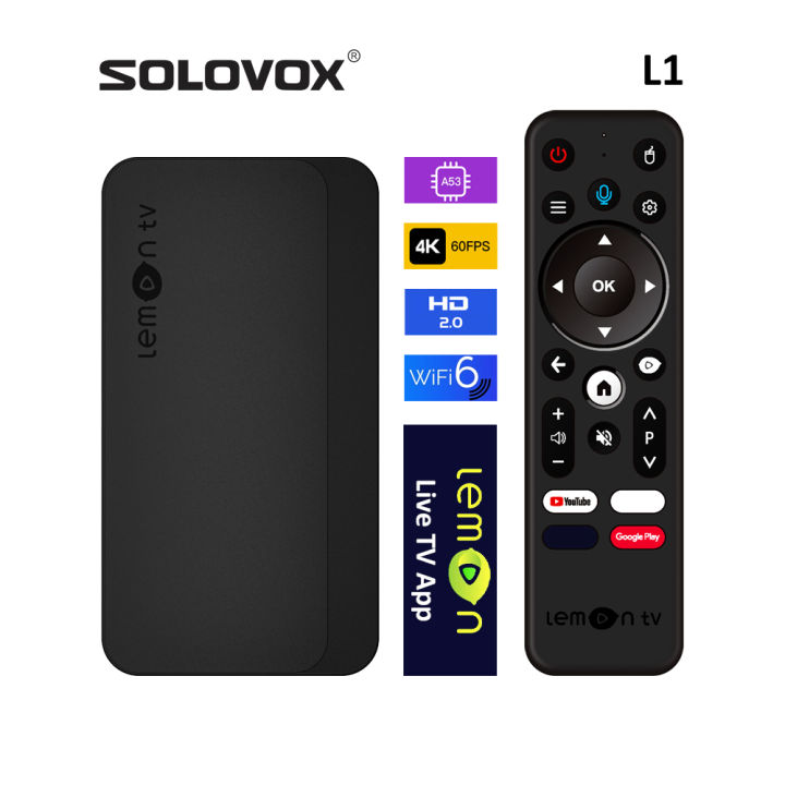 SOLOVOX L1 Android 10 STB Quad 4K WiFi6 Bluetooth 5.4 Voice Control ...
