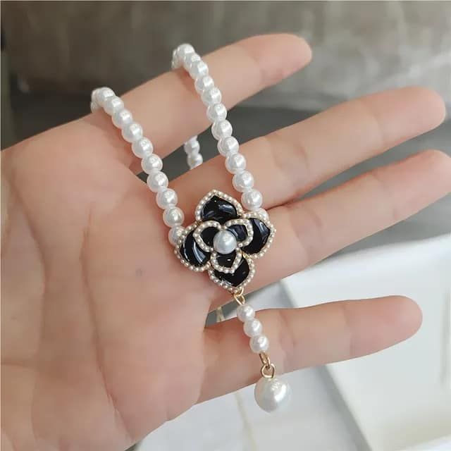 Pearl Necklace For Women Elegant Simple Rose Flower Pendant For Women ...