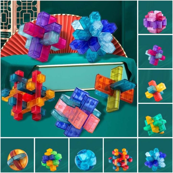 Developmental Toys Transparent IQ Brain Teaser Puzzles Luban Lock ...
