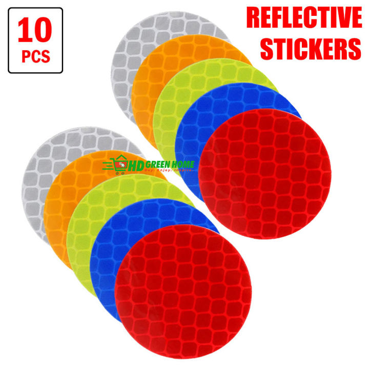 10 pcs x 5cm Round Reflective Sticker Car Bumper Safety Reflective ...