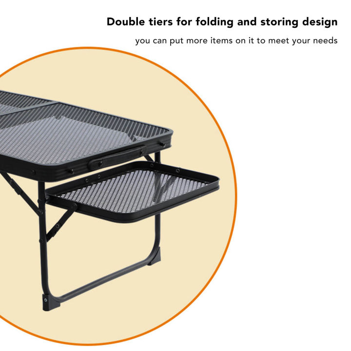 Folding Table Aluminum Alloy Two Tiers Portable Folding Grid Grill ...