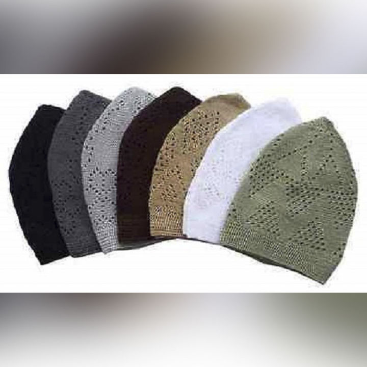 Cotton Free Size Knitted White Islamic Tupi/Cap For Men | Daraz.com.bd