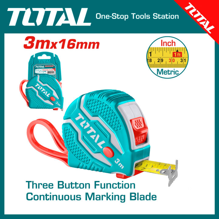 TOTAL Steel Measuring Tape 3x16mm (Metric & Inch) TMT126031 | Daraz.com.bd