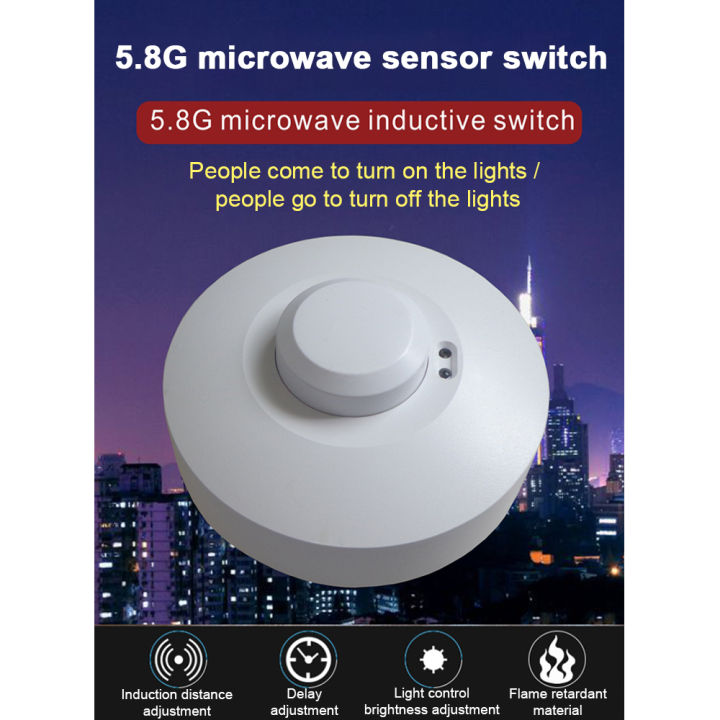 5.8G Embedded Ceiling Microwave Radar Sensor Switch AC85-250V Automatic ...