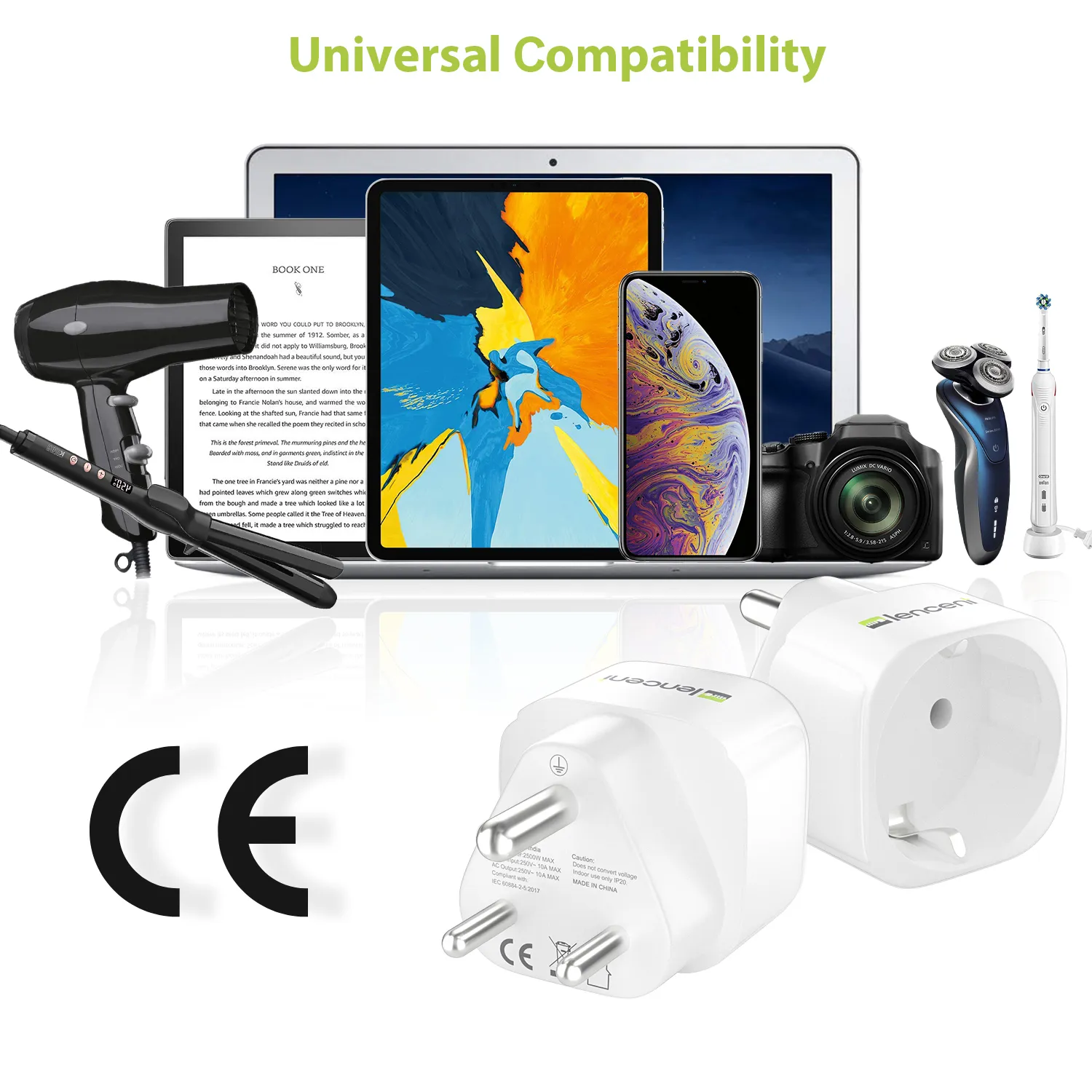 Lencent Travel Adapter EU to Type D India Schuko Travel Adapter Plug ...