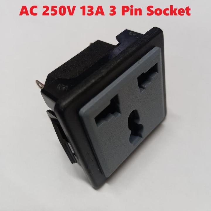 Panel Mount AC 220v 3 Pin AC Socket For Electrical & Electronics ...