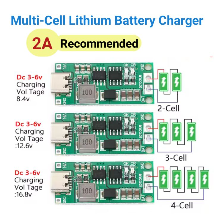 Multi-Cell 2S 3S 4S Type-C To 8.4V 12.6V 16.8V Step-Up Boost LiPo ...