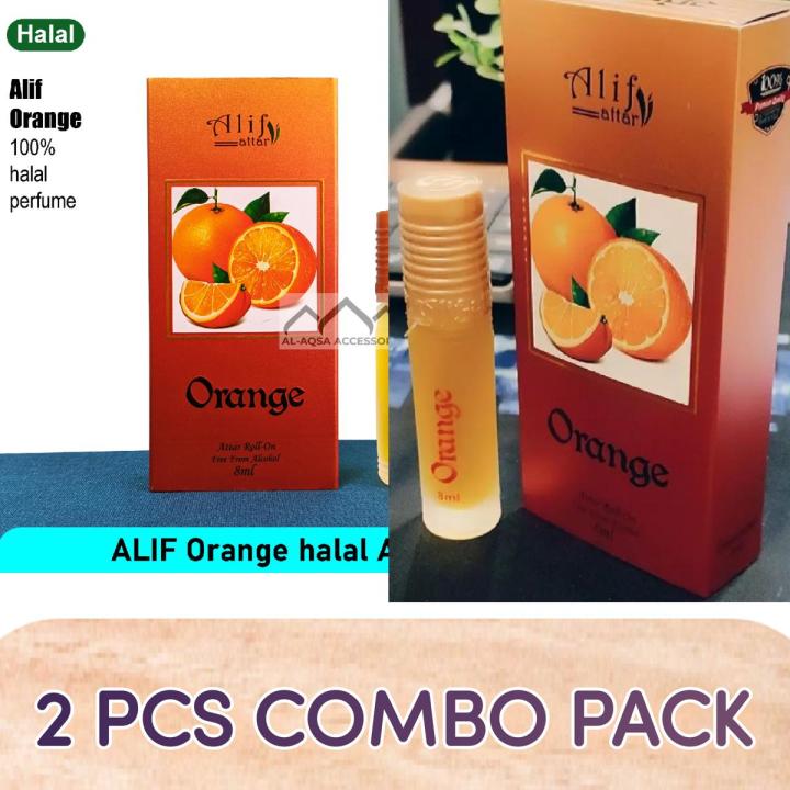 Alif Orange Attar Long Lasting Roll On (halal) Attor - 8ml 2 pcs combo ...