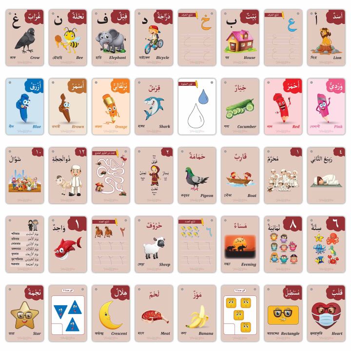 Arabic Activity Flash Cards Early Learning Preschool for Ages 3+ Kids ...