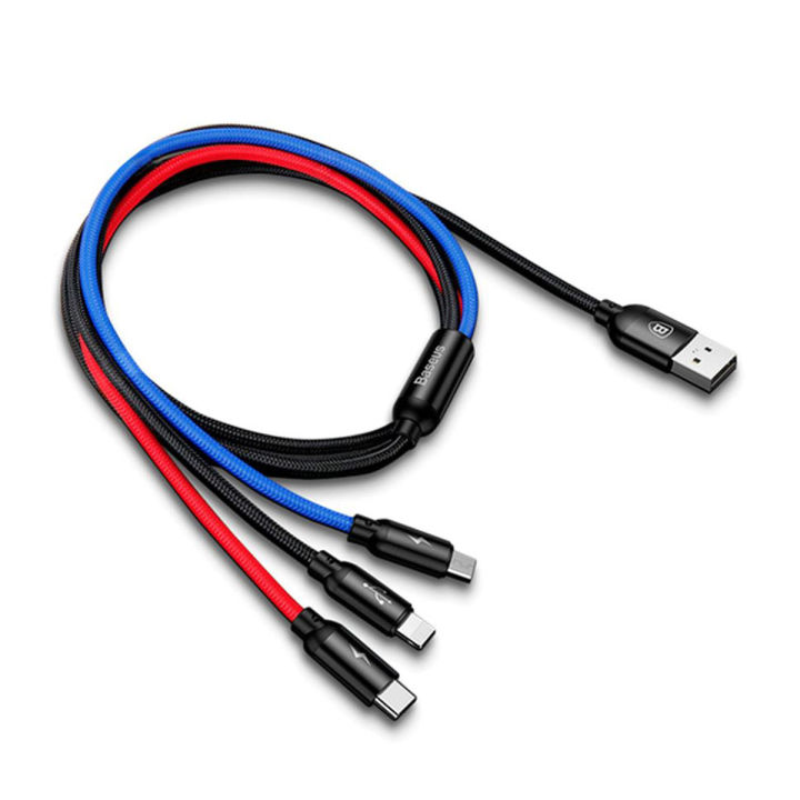 BASUS Multi -Charging Only 3 In 1 Fast Charger Cord Type C/Lightning ...