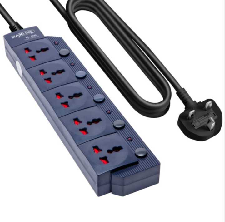 Maxline ML-2025 3 Pin Plug Extention Socket 5 Port Power Strip Fire ...