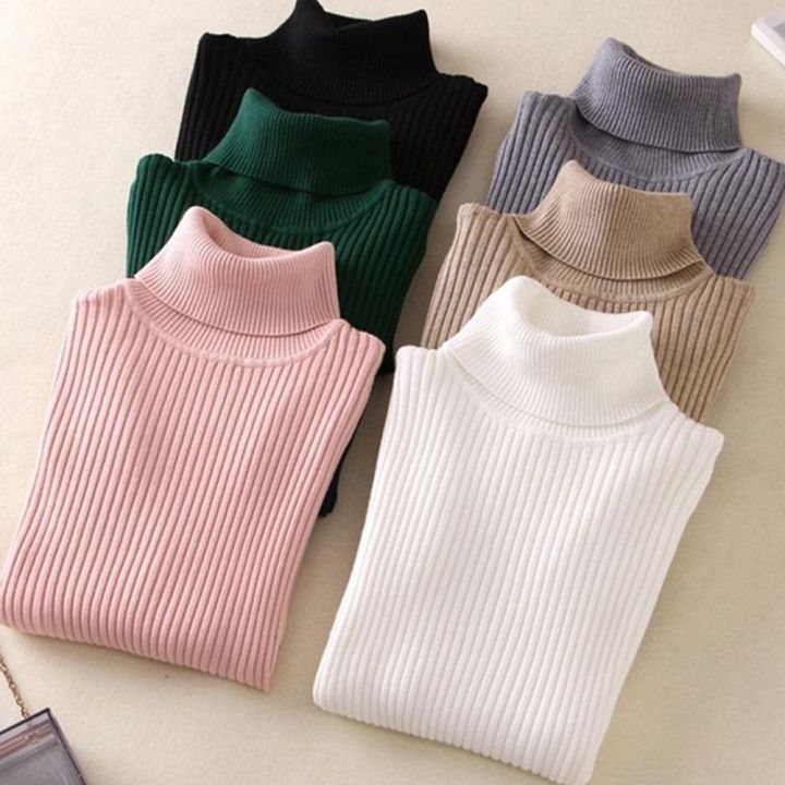 Knitwear Women's Wholesale Core Spun Yarn Autumn and Winter Solid Color ...