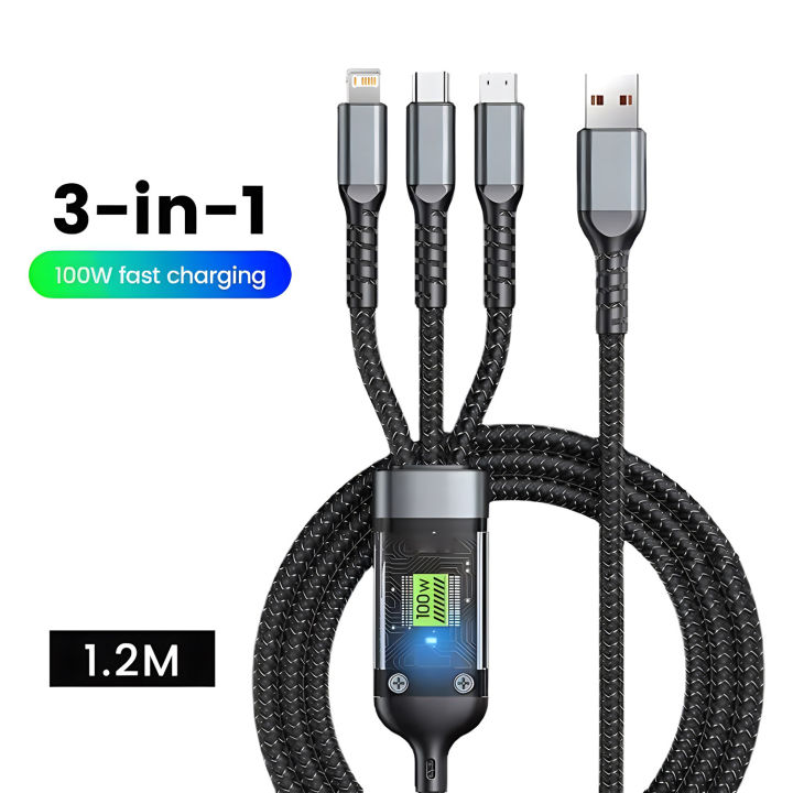 Three-in-one Charging Cable Fast Charging 3-in-1 Multi Charger Cable ...