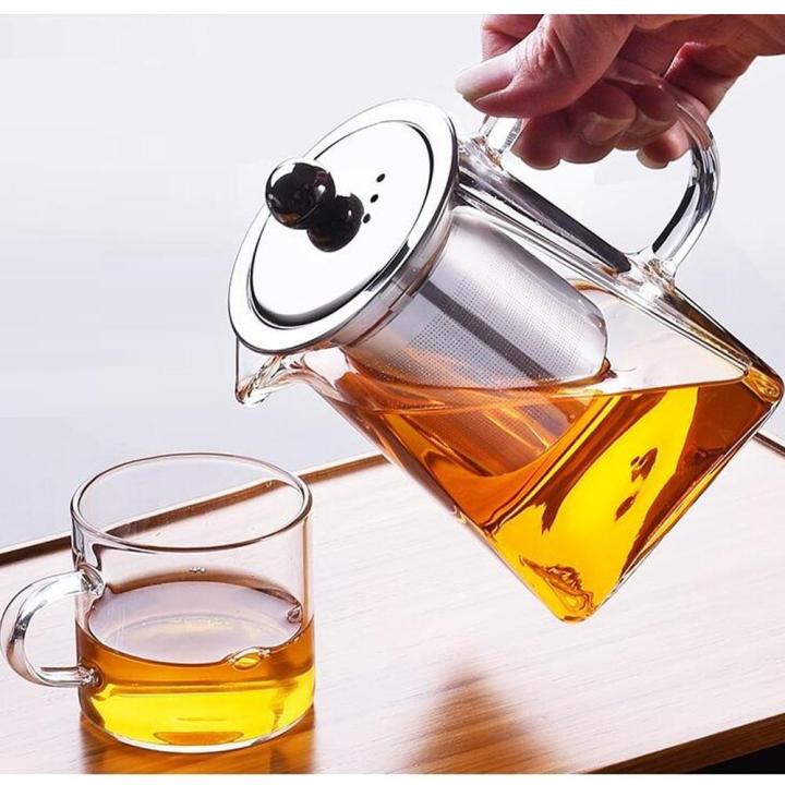 900ml glassTeapot Heat Resistant Flower Tea Pot Bubble Tea Pot ...