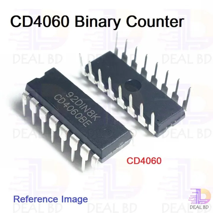 2Pcs- CD4060 Binary Counter IC CD 4060 Dual In Package DIP 16 Pin IC Electrical Circuitry ...