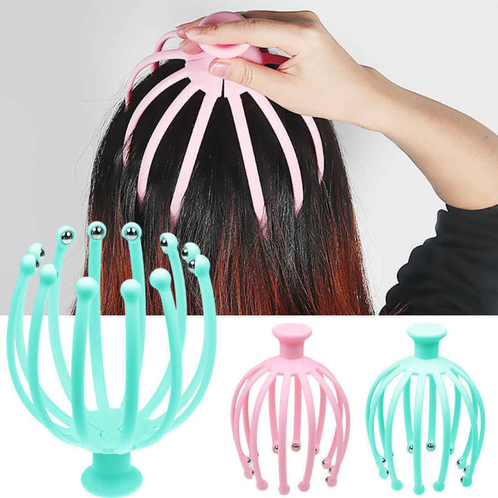 Head Massager Neck Massage Octopus Scalp Stress Relax Spa Healing Alloy ...