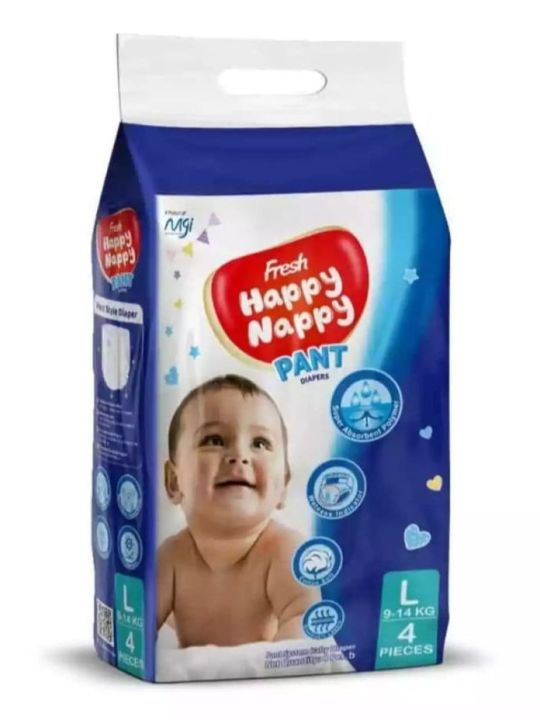 Fresh Happy Nappy L Size (4pcs) Pant Style Baby Diapers | Daraz.com.bd