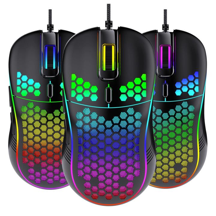 Wired Gaming Mouse Gamer Computer Mouse 6 Buttons 7200DPI RGB Ergonomic ...