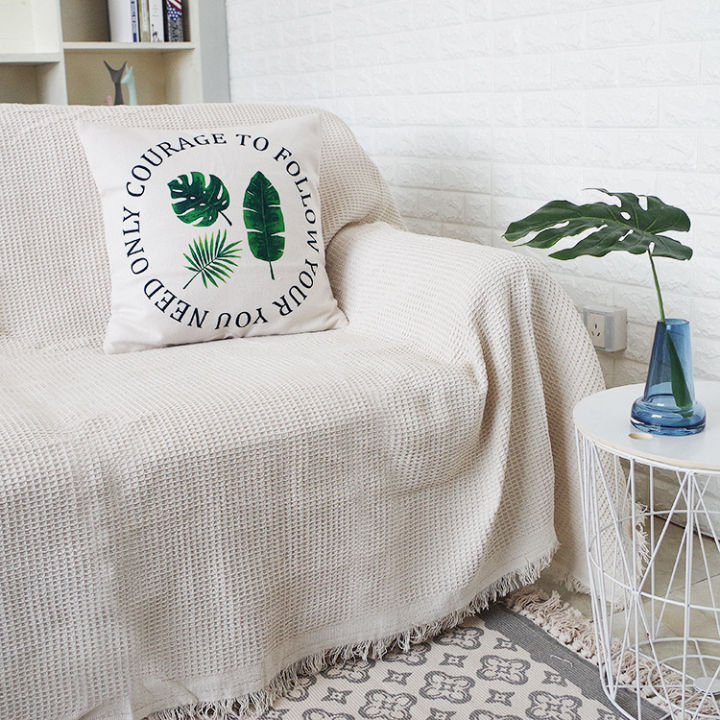 Nordic simple plain waffle sofa blanket decorative cloth sofa towel ...