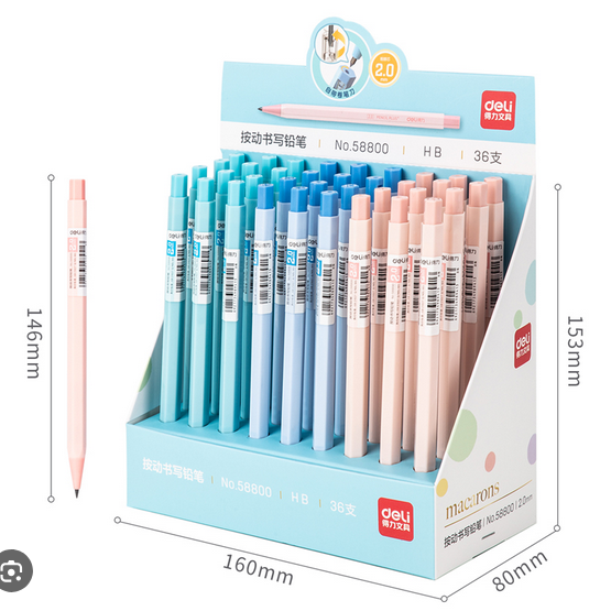 Deli 58800 Mechanical Pencil 2.0mm Lead HB 2B Sketch Writing Automatic ...